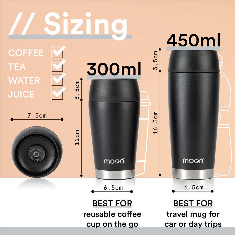 Reusable Coffee Cups UK - Moon Insulated Travel Cup with 360° Lid ...