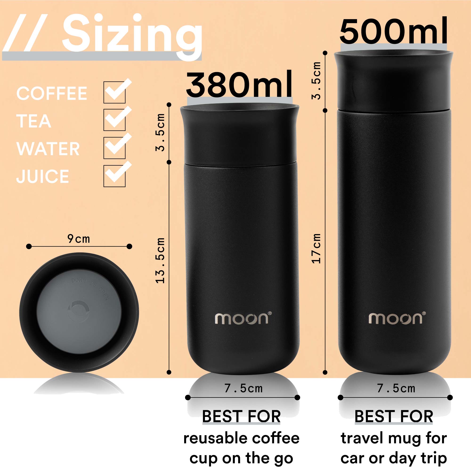 Reusable Coffee Cups UK - Moon Insulated Travel Cup with 360° Lid – Moon Bottles