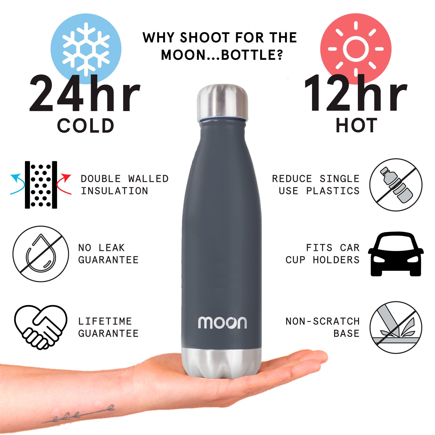 Insulated, Stainless Steel Water Bottles | Moon Bottles UK