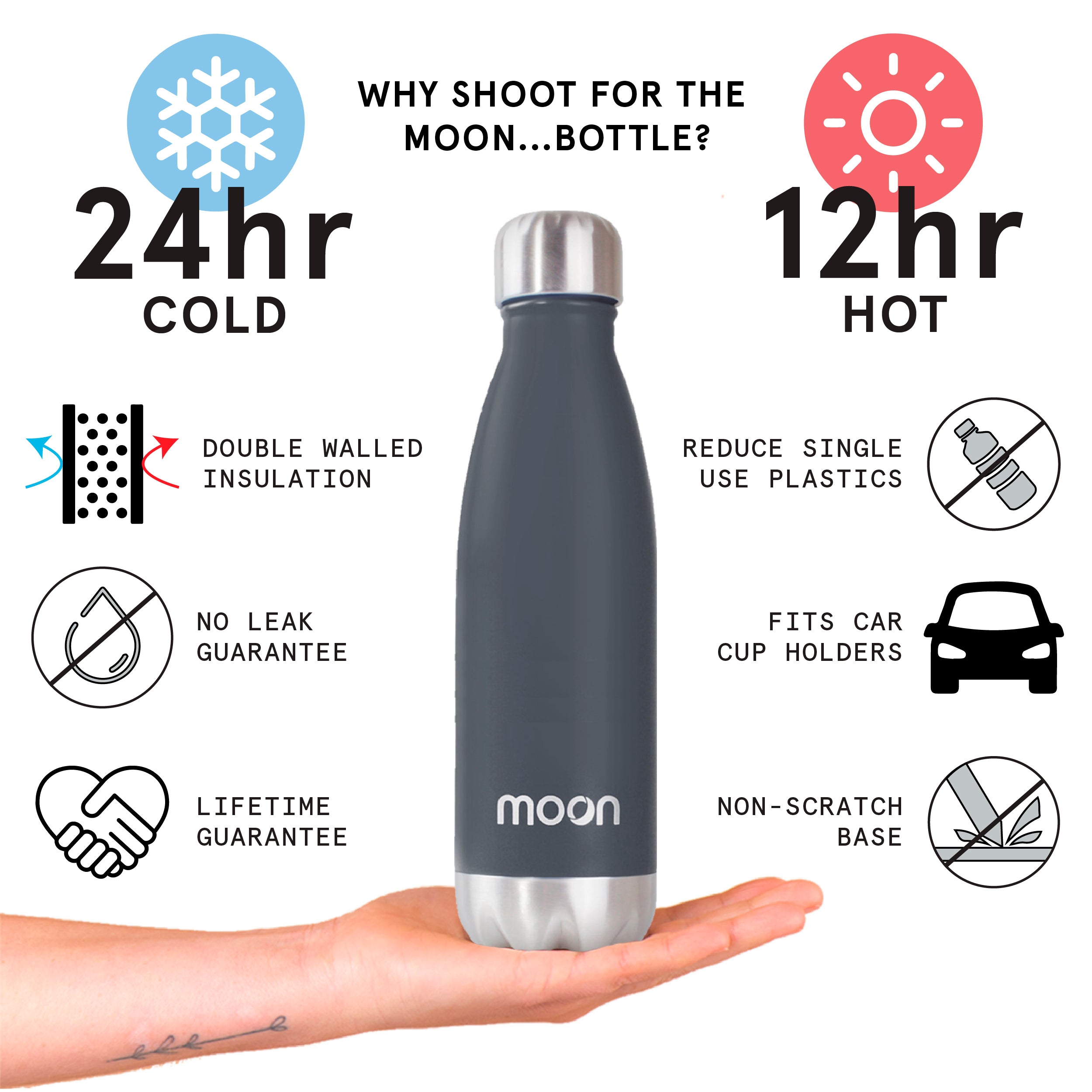 Moon Bottle 750ml - Insulated, Stainless Steel Water Bottles – Moon Bottles